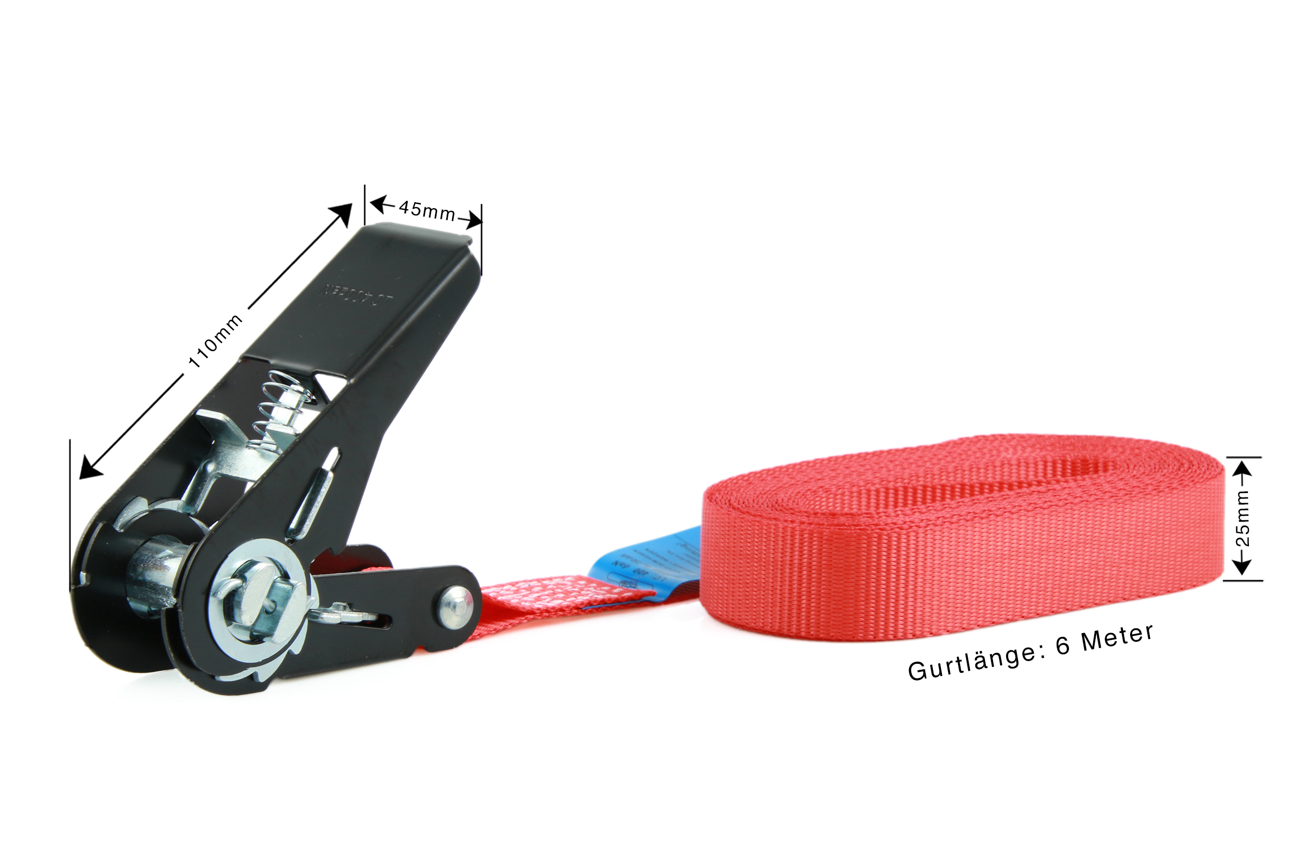 4er Set Spanngurte 6m rot, 25mm, 900 daN, einteilig » Kaufen